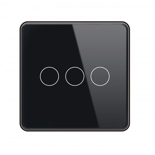 Akubela 3 Gang Touch Switch (EU Standard/ZigBee) - Black
